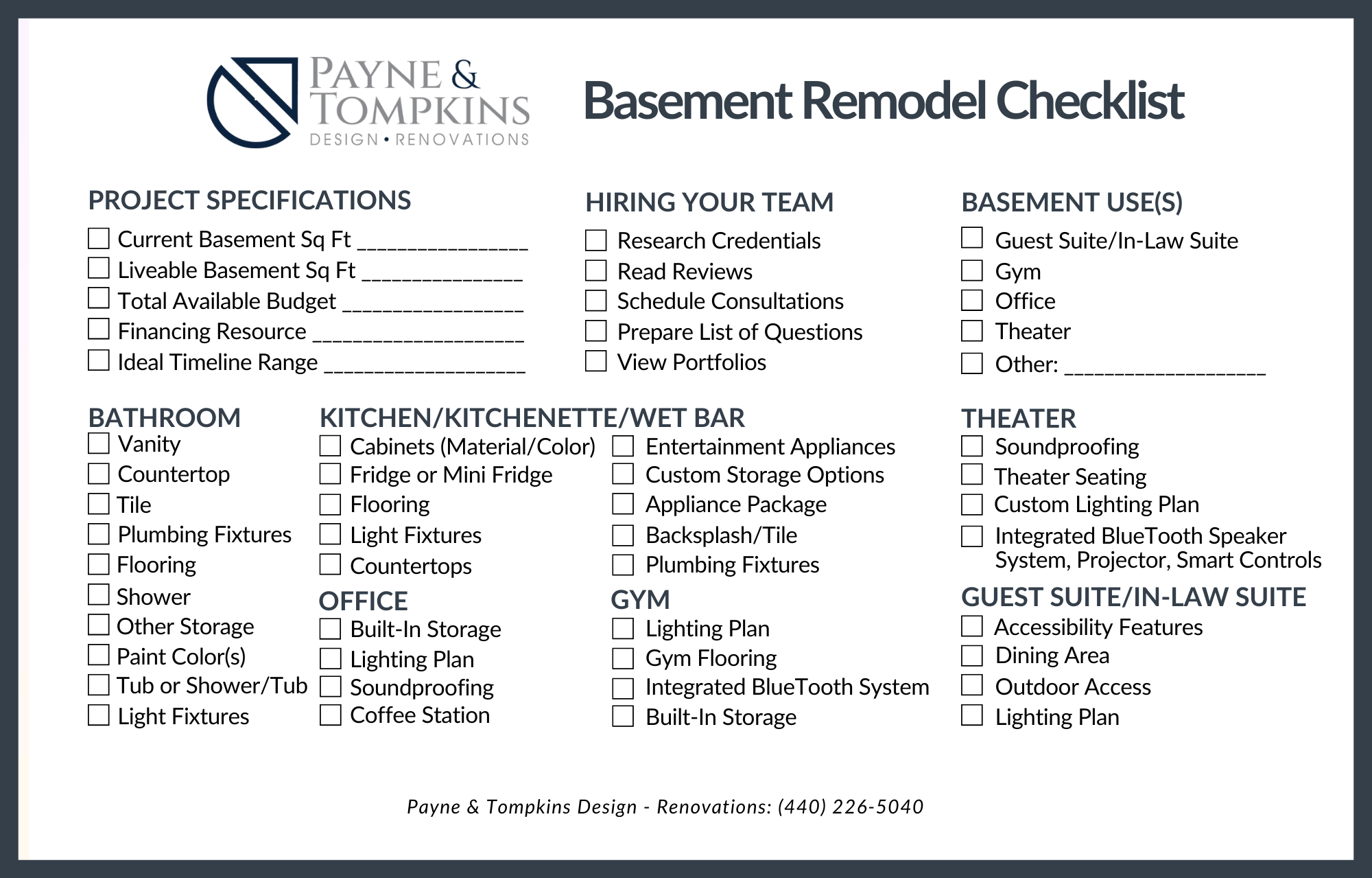 Basement Remodel Checklist for Greater Cleveland Homeowners